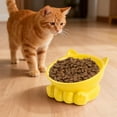 Cute Elevated Cat Bowl, Anti-Skid Chin Protection Pet Food Dish for ...