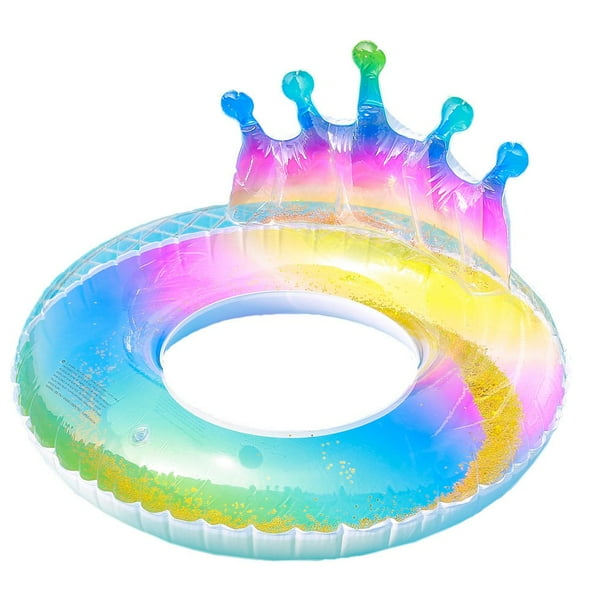 EIMELI 33” Inflatable Swim Ring with Glitter Rainbow Wings Pool Tube ...