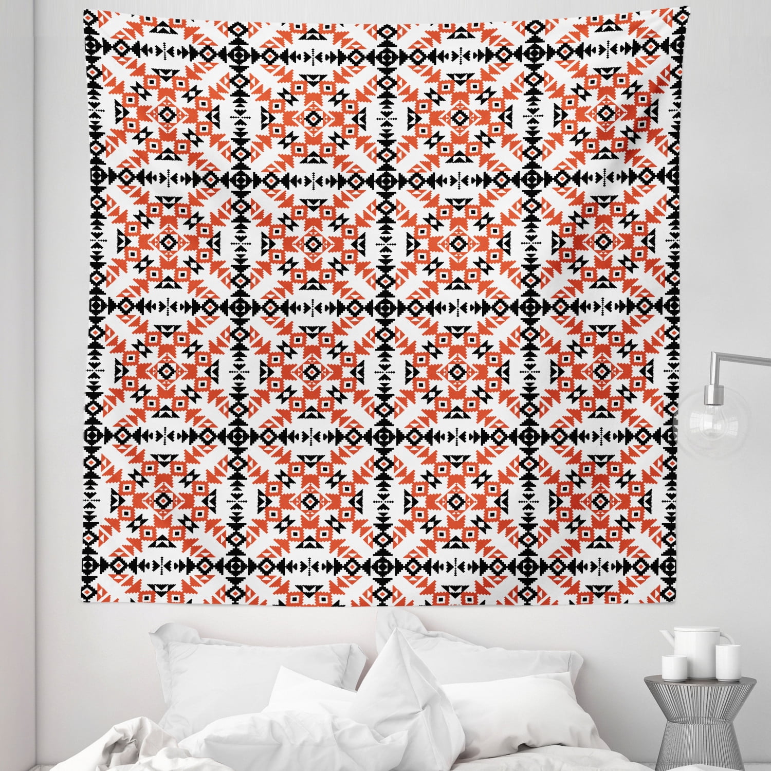 Ethnic Tapestry, Prehistoric Cultural Style Retro Geometric Art Pattern ...