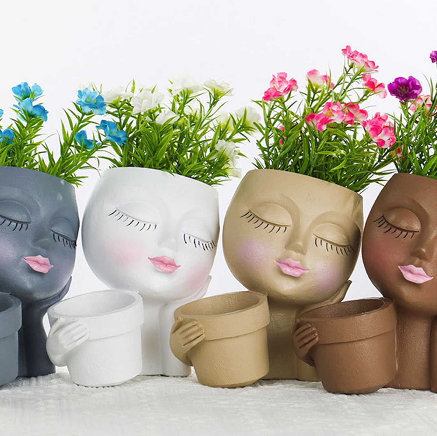 Face Planter Pot, Moyeeka Double Flower Pots in One - Face Flower Pots ...