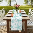 Coastal Starfish Burlap Cotton Table Runner 13x60 Inches Long, Aqua ...