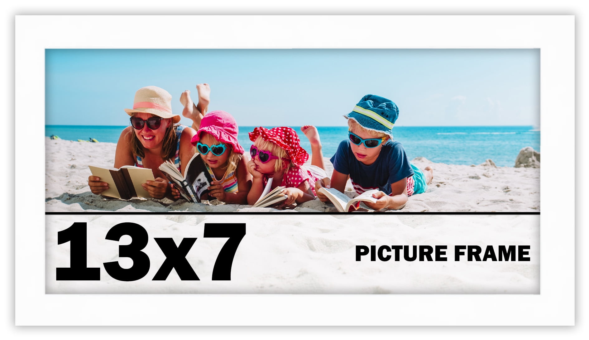 13x7 Frame White Solid Wood Picture Frame Includes UV Acrylic Shatter ...