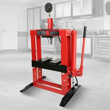 12-Ton Hydraulic Shop Press with Press Plates, H-Frame Garage Floor ...