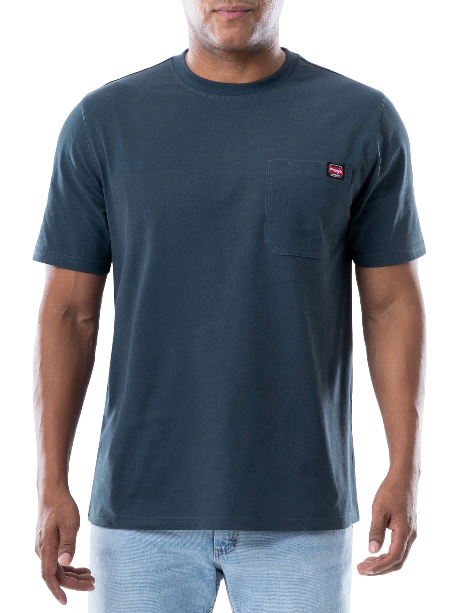 Wrangler Workwear Men's Short Sleeve Heavyweight Pocket Crew T-Shirt ...