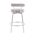 Contemporary Counter Stool in Chrome and Light Grey Fabric - Set of 2 ...