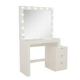 Boahaus Aurora Modern Vanity Table, White Finish, Light Bulbs, for ...