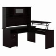 Cabot 60W Sit to Stand L Desk with Hutch in White - Engineered Wood ...