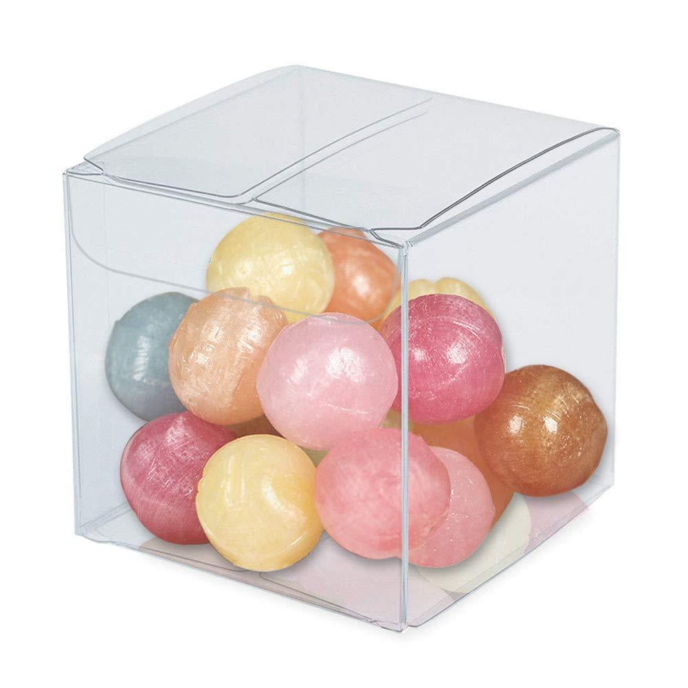 VGOODALL Clear Favor Boxes,100pcs Plastic Gift Boxes Transparent Cube ...