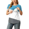 Annhoo Color Block Nursing Tee for Women Lift-Up Feeding Short Sleeve ...