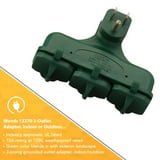 Woods 13270 Green Weatherproof 3-Outlet Adapter, Outdoor Indoor Use ...