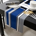 Blue Grey Geometric Table Runner 90 Inches Long,Abstract Art Irregular ...