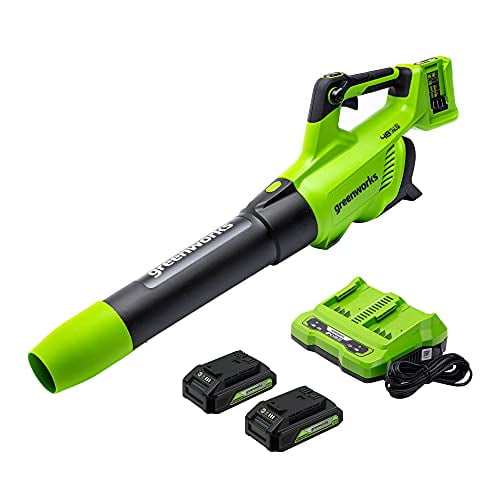 Greenworks 2 x 24V (48V) Axial Blower, (2) 2Ah USB Batteries and 4A ...