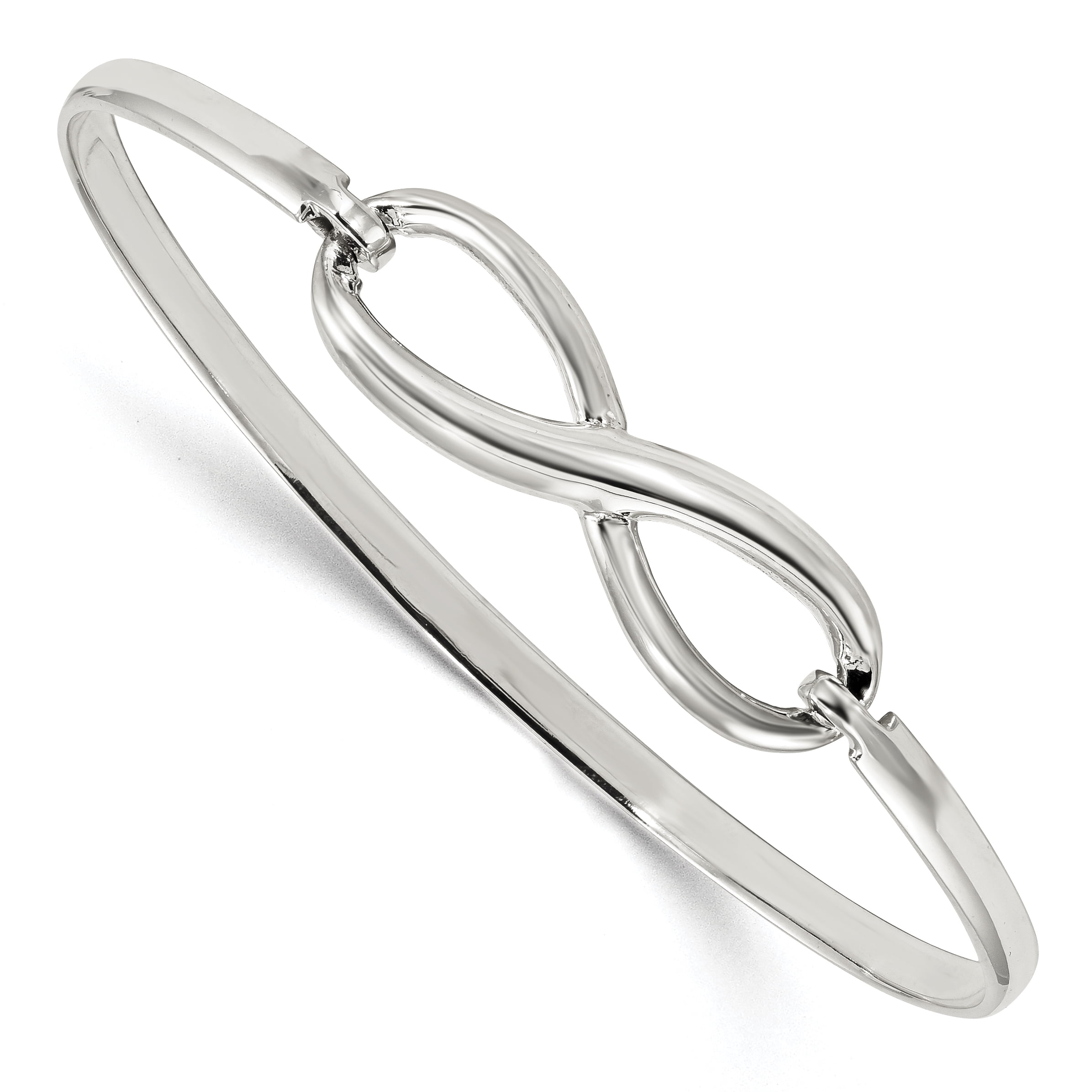 925 Sterling Silver Infinity Bangle Bracelet Cuff Expandable Stackable 7 Inch Hook Clasp Fine ...