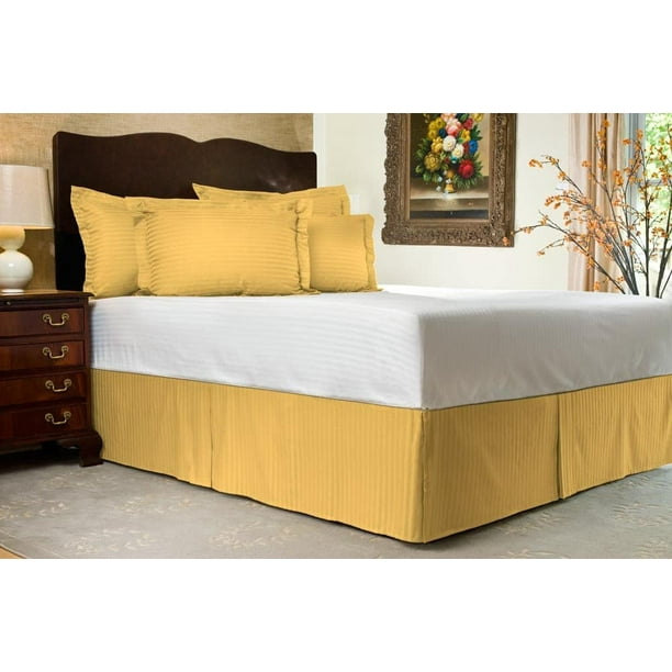 Gold Bed Skirt Full Xl Bed Skirt 21 Inch Drop Tailored Pleated Striped