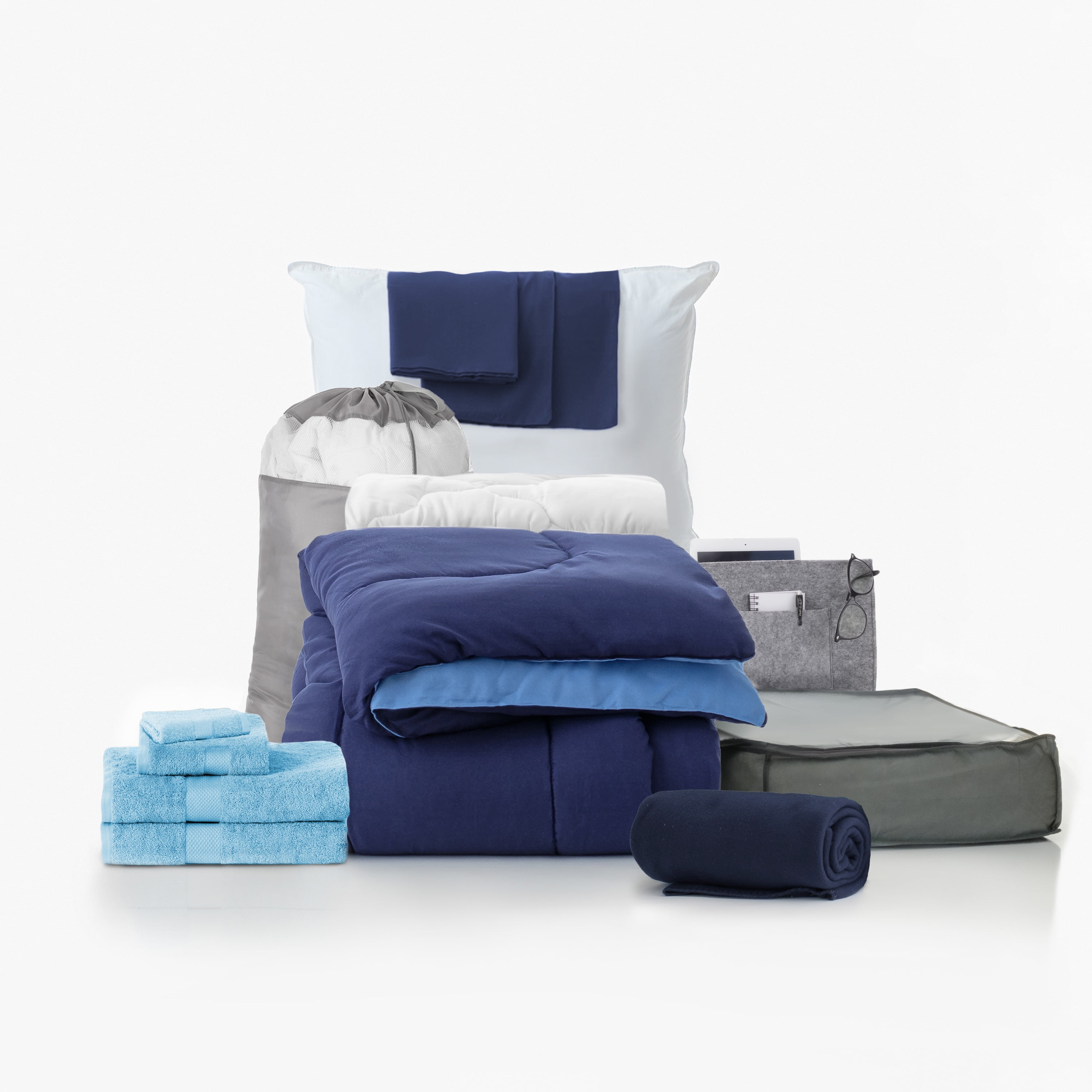 16-Piece Back-to-College Dorm Essentials Value Pack in Blue and Navy ...