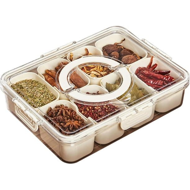 HAHADAXA Divided Serving Tray with Air-Tight Handle Lid, 11 inch ...