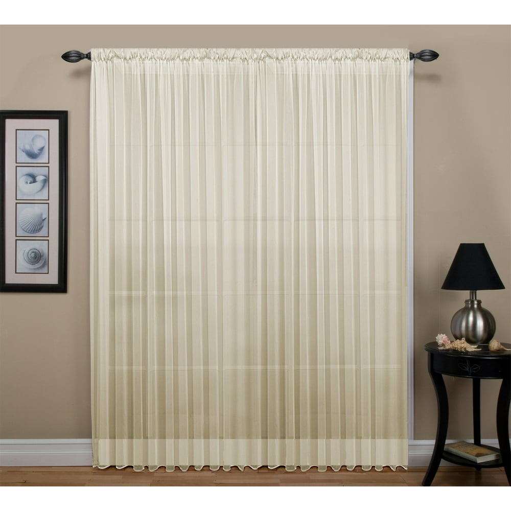 Tergaline semi-sheer rod pocket curtain panel 108" x 96" long - Ivory ...