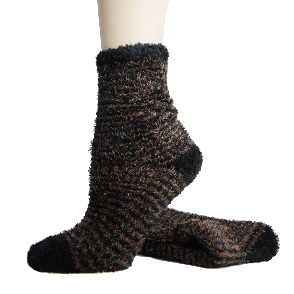 Black & Brown Microfiber Fuzzy Socks - Walmart.com