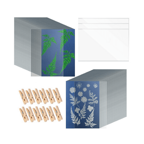 Symkmb 32 Sheets Sun Print Paper A5 Solar Drawing Paper Nature Printing ...