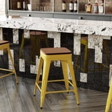 Flash Furniture Kai Commercial Grade 24" High Backless Yellow Metal ...