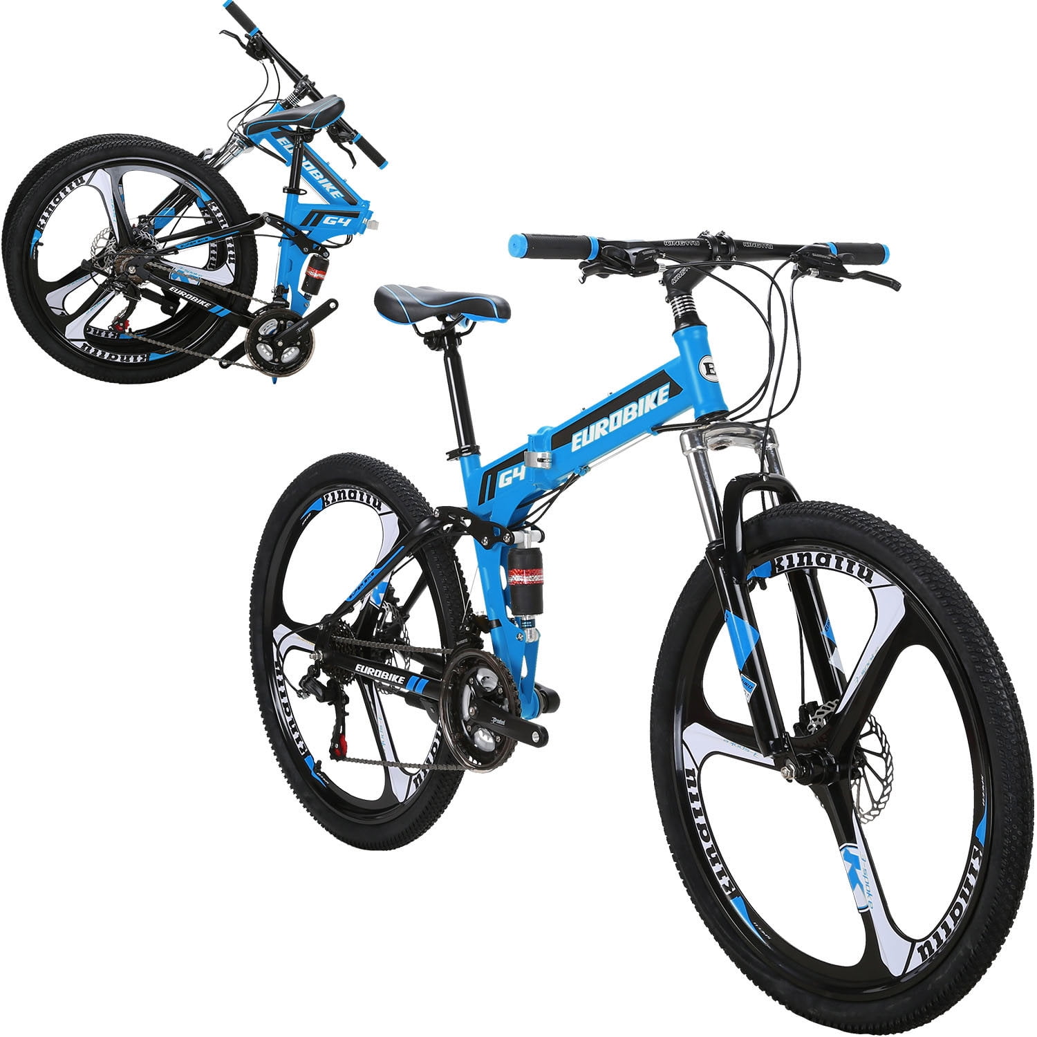 Eurobike G4 Folding Bike 21 Speed Dual Disc Brakes Full Suspension ...