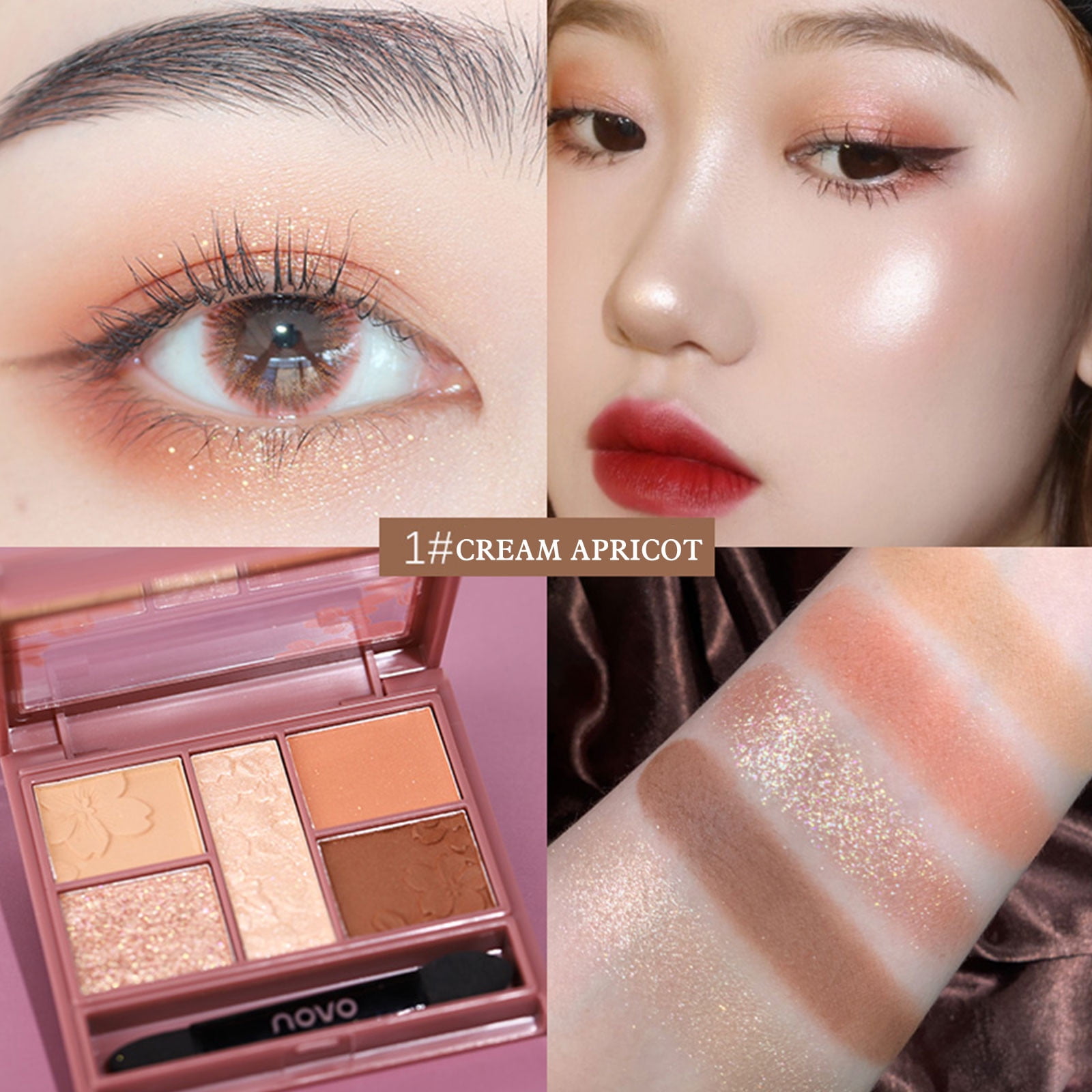 EJWQWQE Five-color Eyeshadow PaletteS For Beginners Matte High-gloss ...