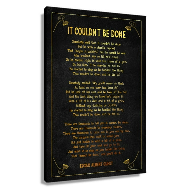 It Couldn't Be Done Poem Wall Decor Edgar Albert Guest Quote Wall Art ...
