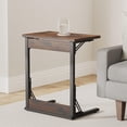 24" Folding C-Shaped Side End Table, Rustic Brown Portable Laptop Desk ...