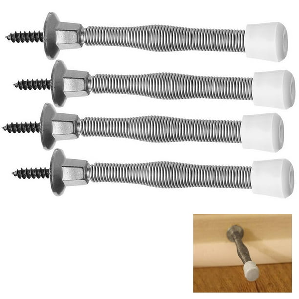 4 Spring Door Stopper Screw On Door Holder Set Home Wall Guard Top ...