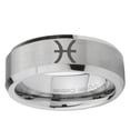 Pisces Zodiac Beveled Edge Gray Tungsten Men Ring 10MM - Walmart.com