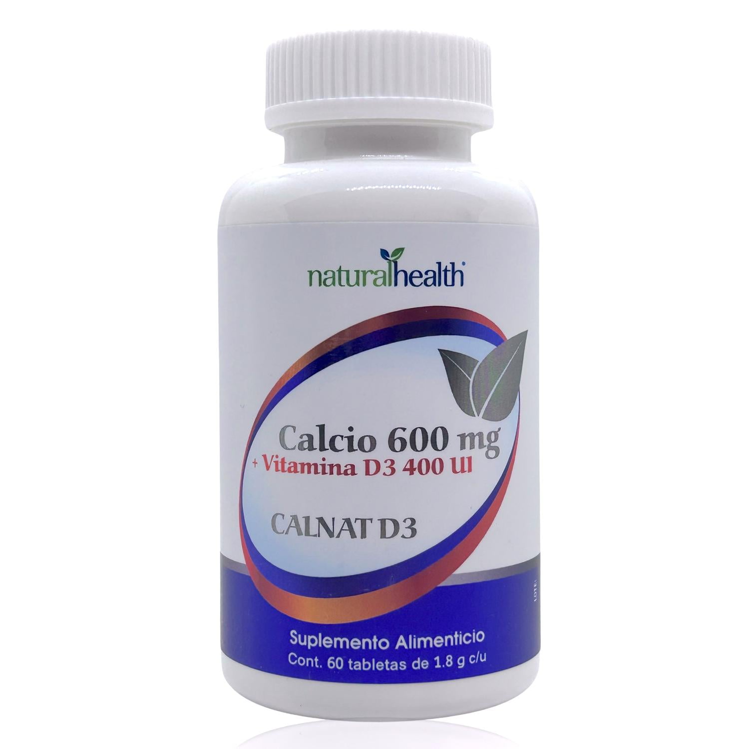 Calcio 600 mg Vitamina D3 400 UI 60 tabletas Natural Health | Bodega Aurrera en línea