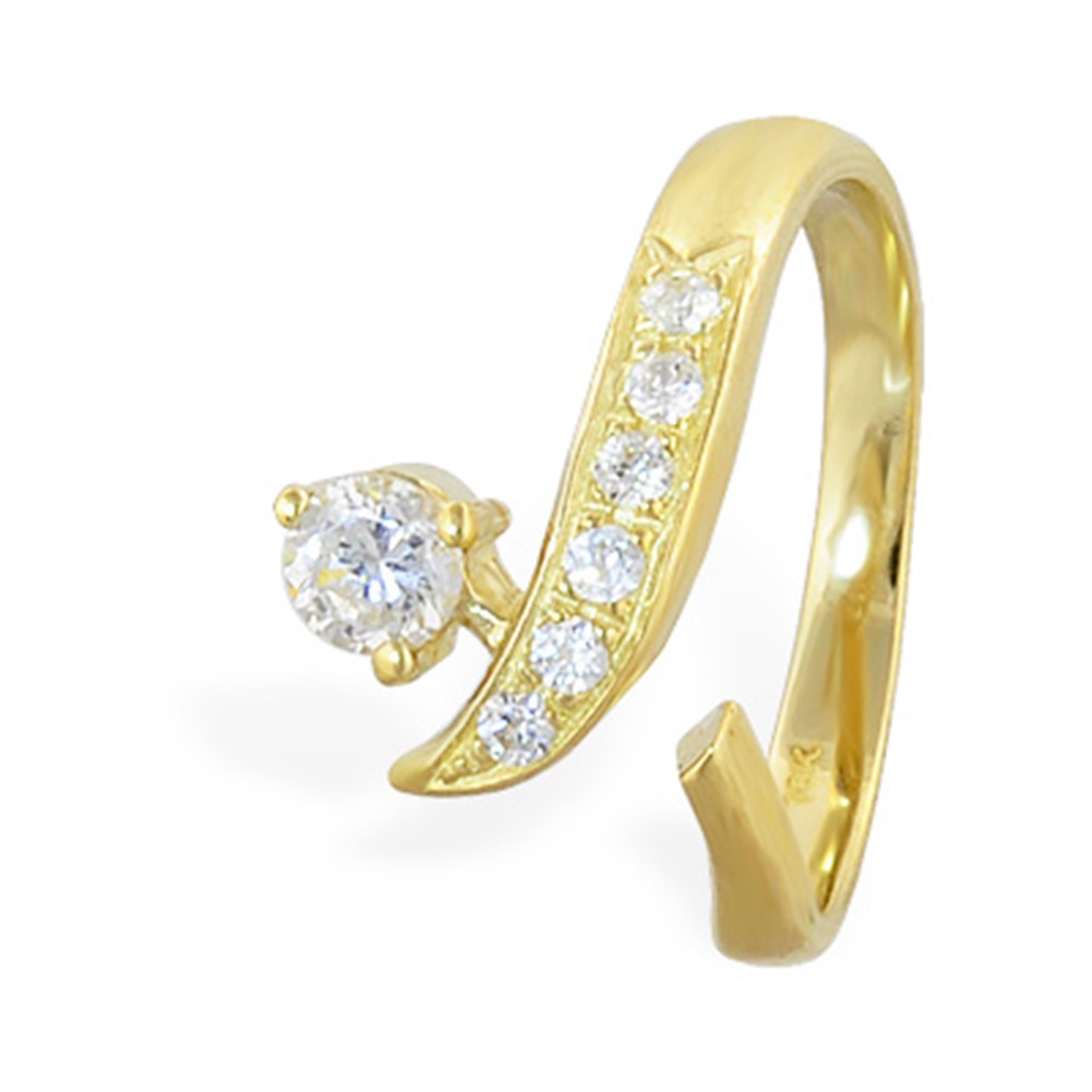 14K Gold Jeweled Toe Ring With Round CZ - Walmart.com