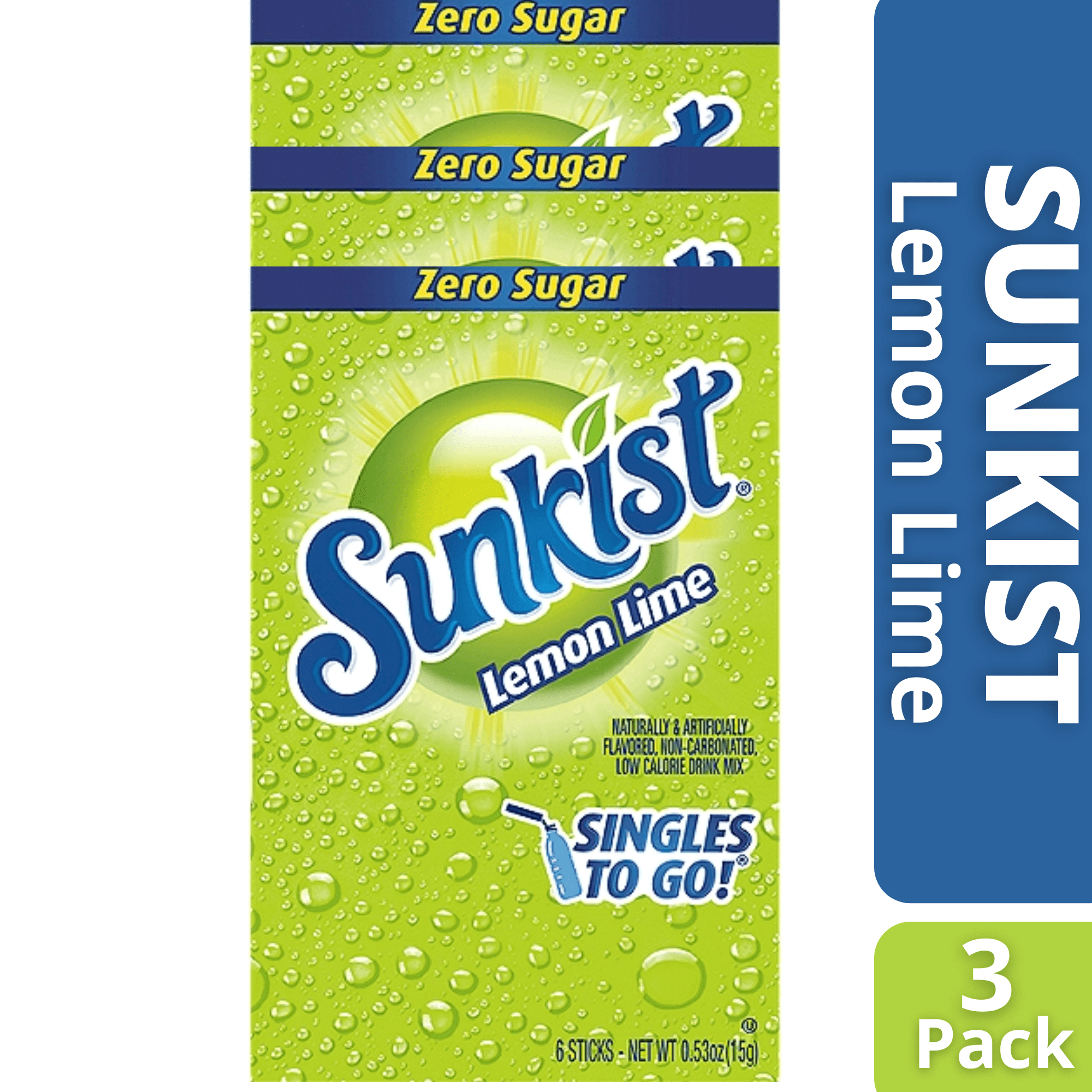 Sunkist Soda Lemon Lime Singles To Go Drink Mix, 6 Count Ea, Box (3 ...