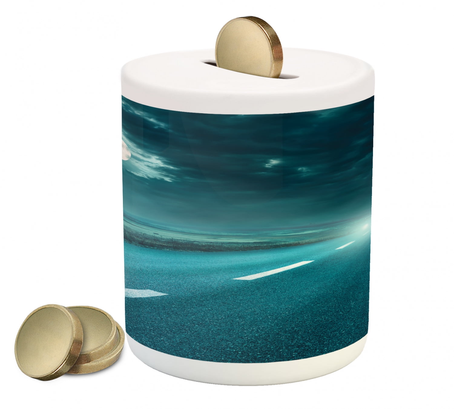 Horror House Piggy Bank, Highway Road to Hell Under Storm Clouds ...