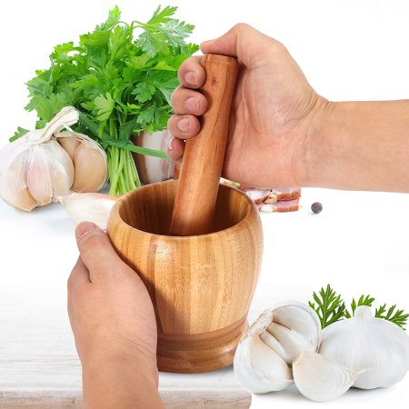 Wooden Garlic Presses Vegetable Grain Mashed Food Grinder Mortar ...