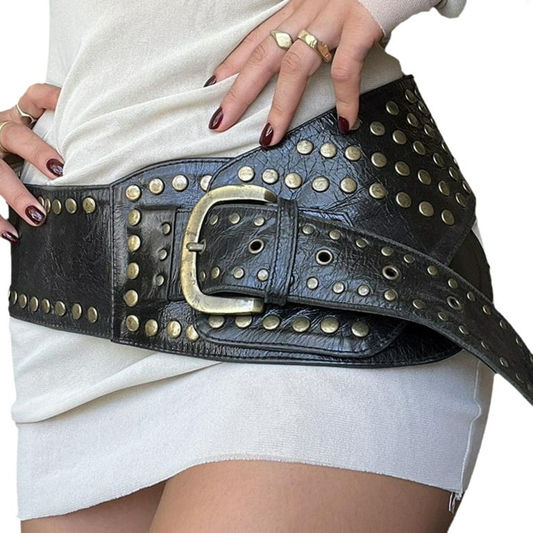 Women Belts, Vintage Punk Studded PU Leather Buckle Belt Women Belts, Vintage Punk Studded PU Leather Buckle Belt