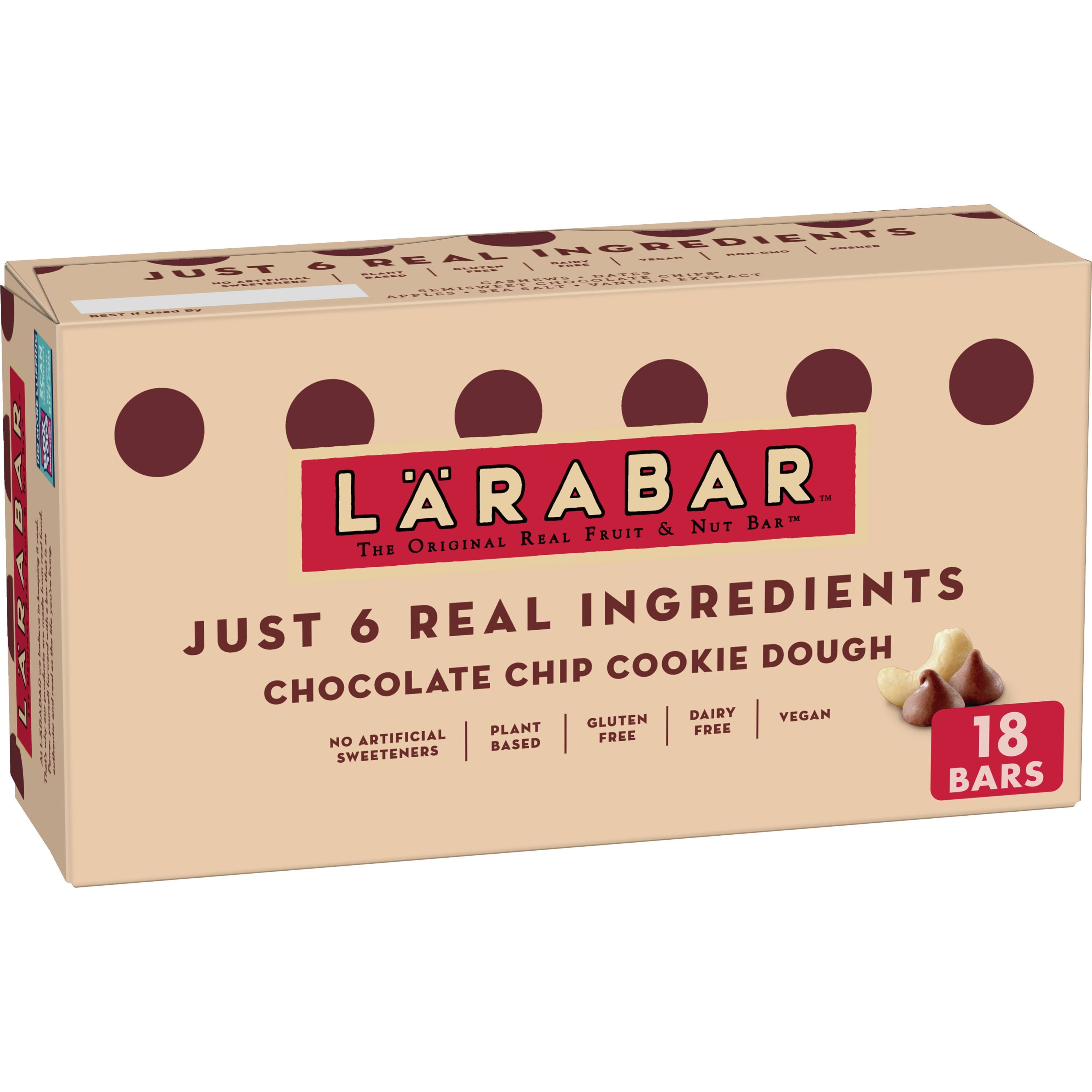 Larabar Chocolate Chip Cookie Dough, Gluten Free Fruit & Nut Bar, 18 Ct ...