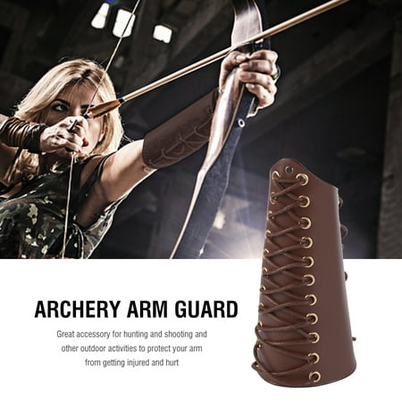 Yosoo 1Pc Archery Arm Guard Bracer Hunting Shooting Lace-up Leather ...