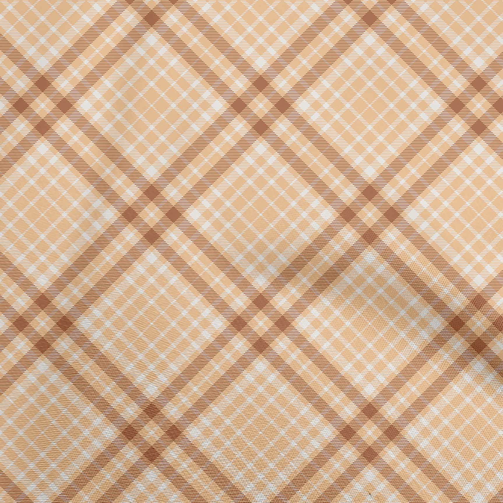 oneOone Cotton Flex Rust Brown Fabric Plaid Diy Clothing Quilting ...
