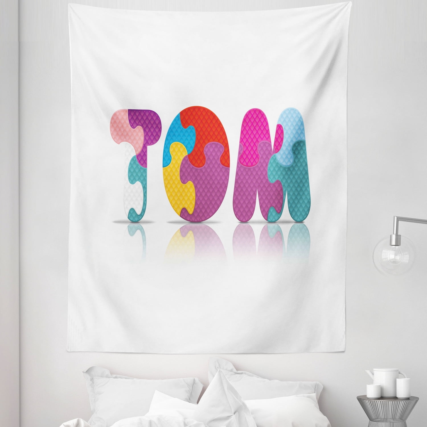 Tom Tapestry, Lettering Themed Colorful Name Design Abstract Puzzle ...