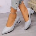 Chunky Heel Plus Size Sequined Pointed Toe Low Cut Single Shoes Pointed ...