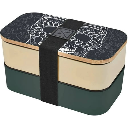 Ben o Box Lunch Box Black and Whi e Skull Lunch wi h 3 Piece Cu lery Se ...