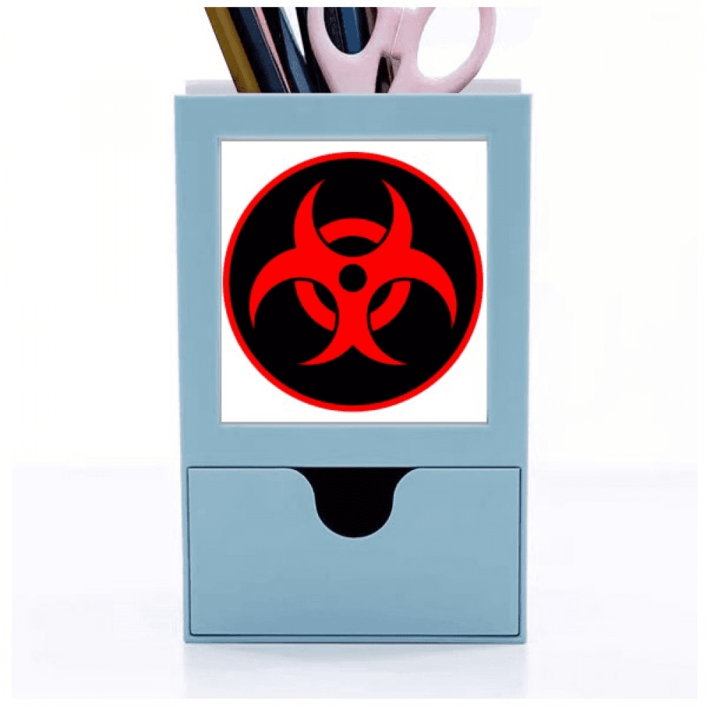 Red nuclear Checal Radiation Symbol Desk Supplies Organizer Pen Holder ...
