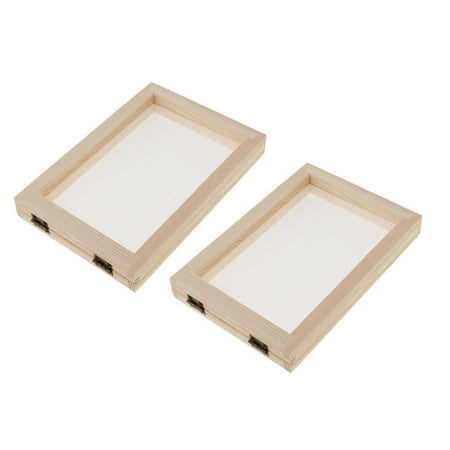 2 Pack 6 Inch Natural Wood Rectangular Frame with Mesh for Paper ...