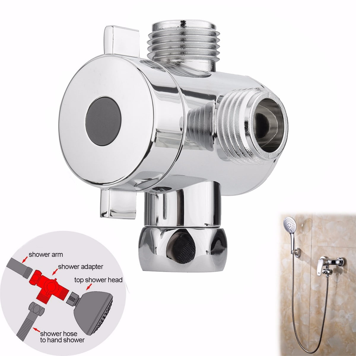 3 Way T Adapter Toilet Bidet Bath Shower Head G1 2 Arm Mounted