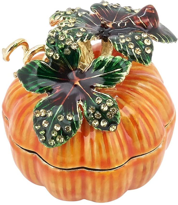 Fennco Styles Exquisite Bejeweled Enamel Pumpkin Box Small Decorative ...