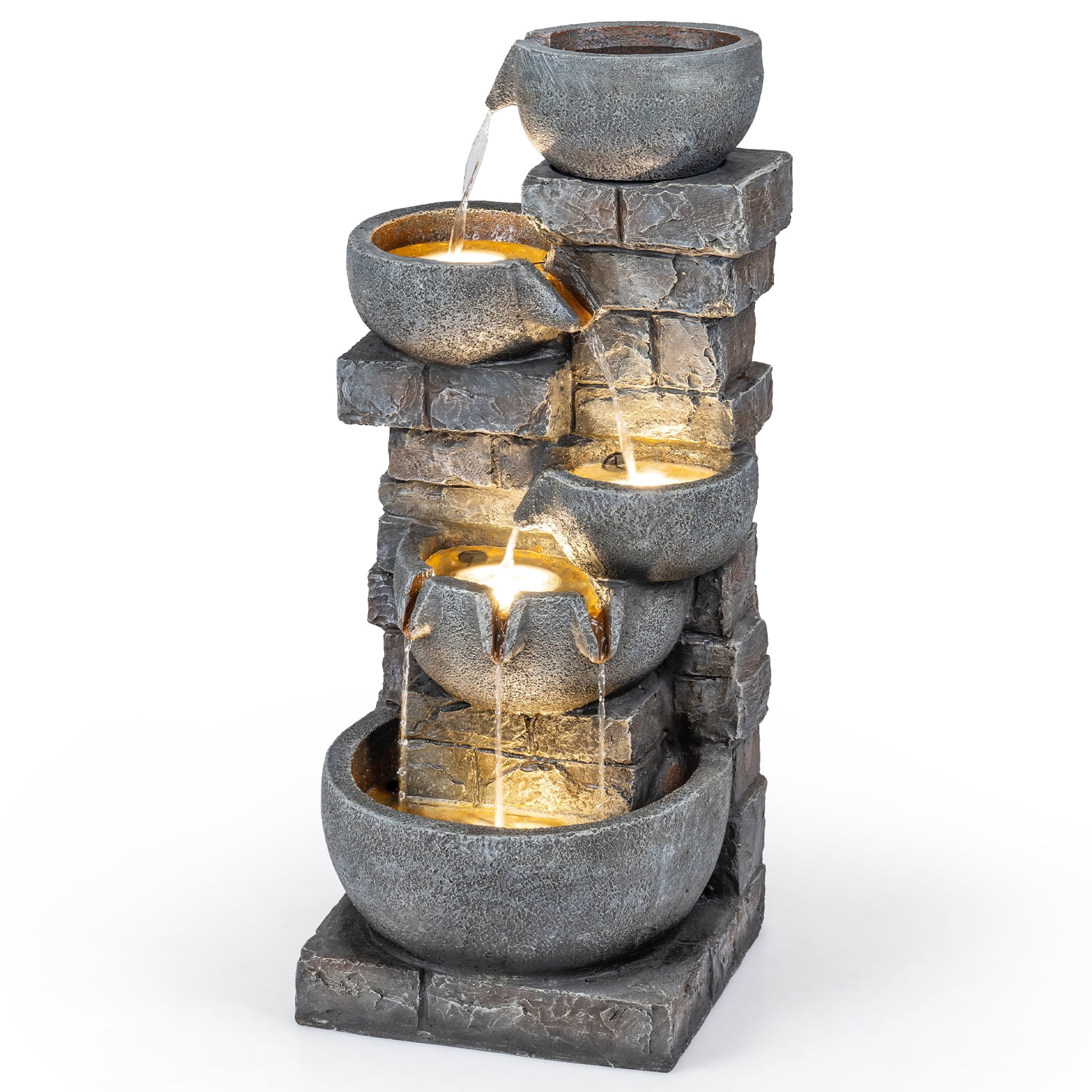 Click here for Costway 33 5-Tier Outdoor Water Fountain With Led... prices