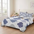 Moroccan Blue Gray Geometric 3 Pieces Quilt Set,1 Quilt with 2 Shams ...