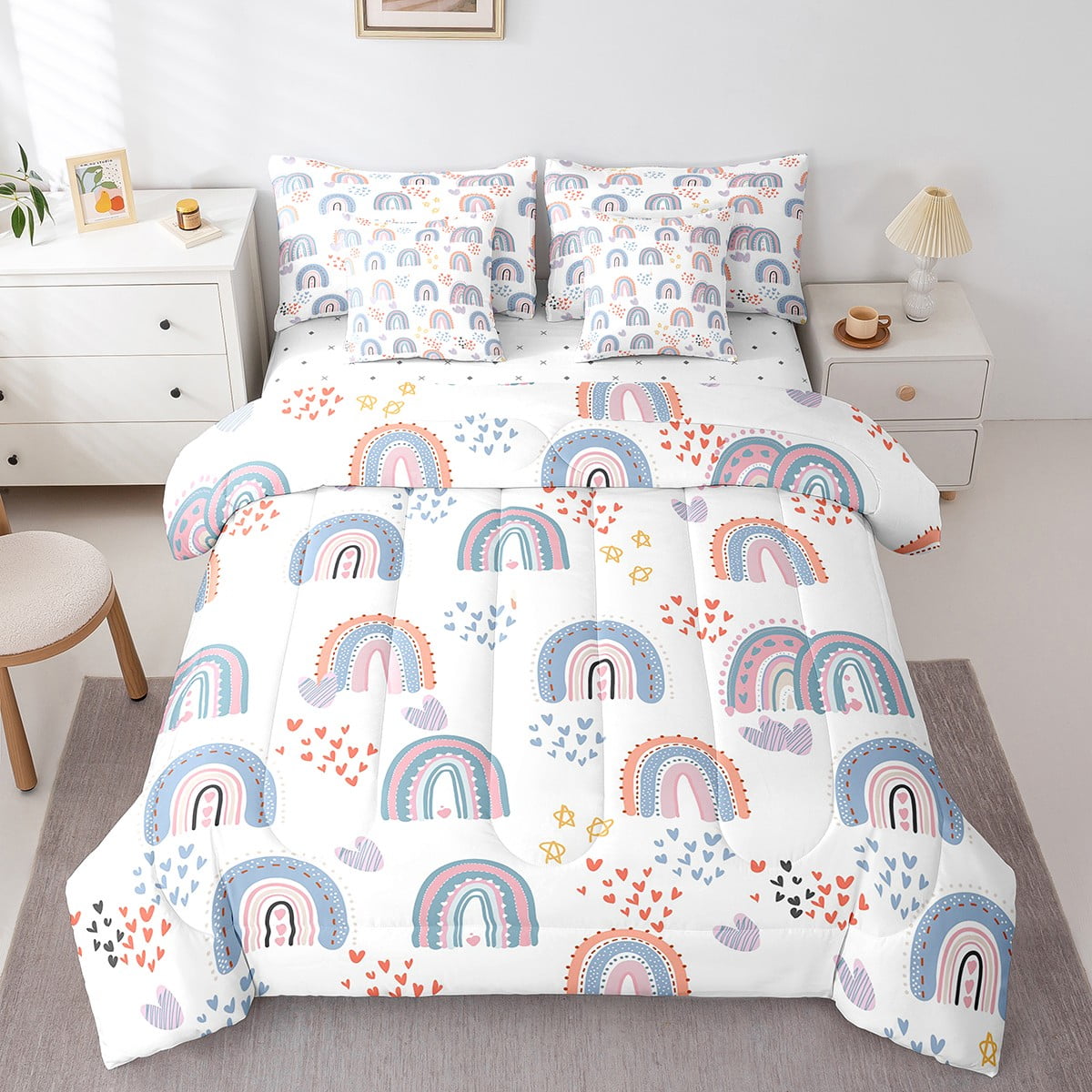 Click here for Yst Cartoon Rainbow Bedding Set Full Size For Kids... prices
