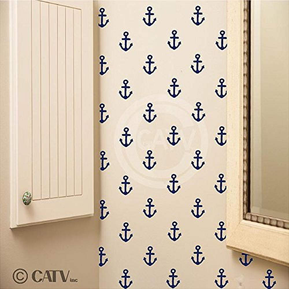 Anchors Wall Pattern Vinyl Lettering Nautical Sticker Decal Anchor Decals Size: 3x2 set of 60 ...